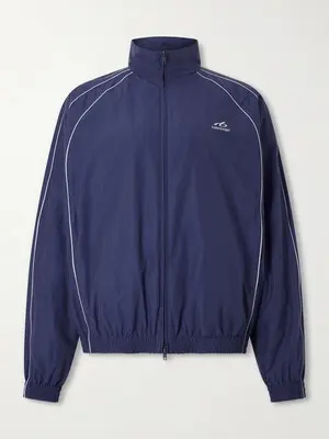 Balenciaga Logo-print Cotton-blend Track Jacket - Blue