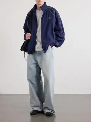Balenciaga Logo-print Cotton-blend Track Jacket - Blue