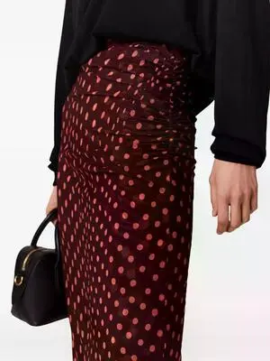 Stella McCartney Polka-dot Ruched Midi Skirt