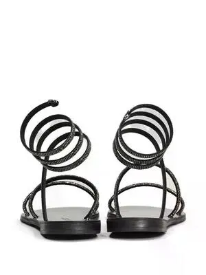 NICOLAS LAINAS Paros Crystal-embellished Spiral Sandals - Black