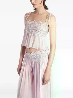 Retrofete Luenie Lace-trim Floral Embroidery Top