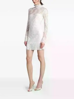 Retrofete Xylina Lace Mini Dress With Fringe Trim - White