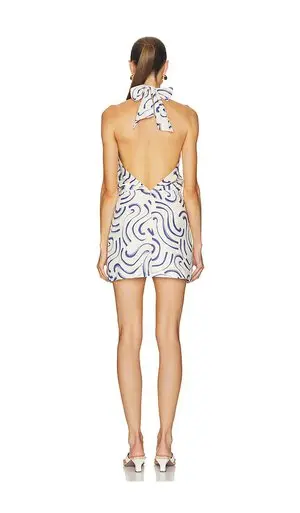 Alexis Sirenza Dress With Halter Neckline And Abstract Print - Blue Wave