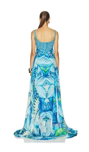LA FUORI Floral Trail Gown