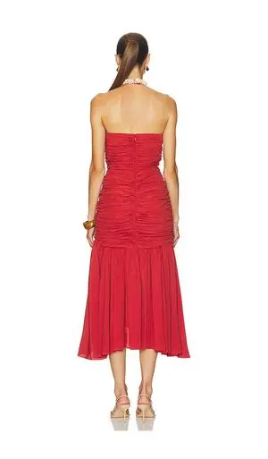 Balmain Shell Detail Draped Crepe Long Dress