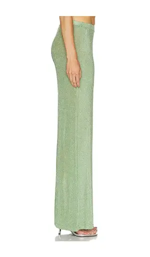SEROYA Metallic Knit Wide Leg Pant - Green