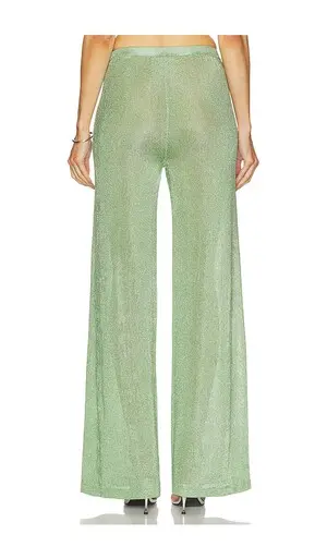 SEROYA Metallic Knit Wide Leg Pant - Green