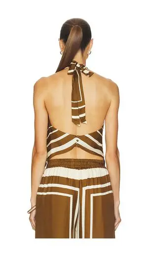 NICHOLAS Skye Halterneck Top With Gold-tone Hardware