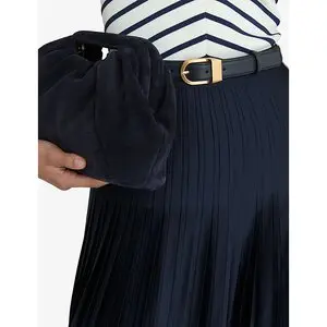 REISS Savannah Pleated Satin Midi Skirt