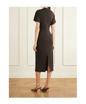 Brunello Cucinelli Knitted High-neck Short-sleeve Dress - Brown