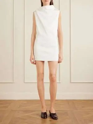 Khaite Crepe Satin Mini Dress With Cowl Neck