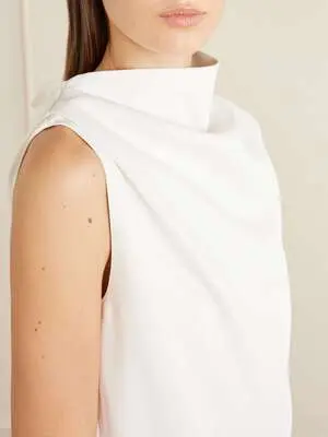 Khaite Crepe Satin Mini Dress With Cowl Neck