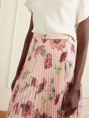Erdem Floral-print Plissé-voile Midi Skirt - No