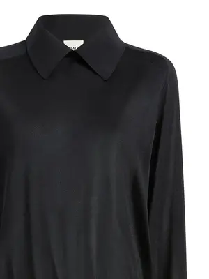 Khaite Silk-knitted Polo Sweater - Black