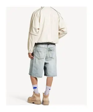 Balenciaga Logo Belt Denim Shorts - Light Blue