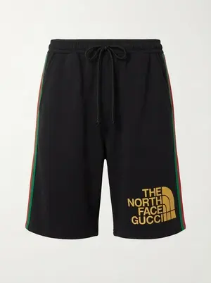 Gucci The North Face X Joint Series Ribbon Printed Cotton Shorts - Black