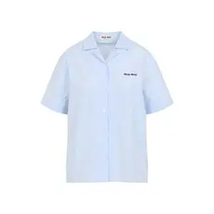 Miu Miu Short Sleeve Micro Gingham Shirt