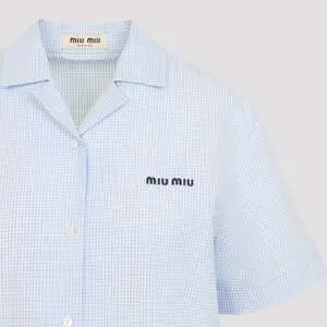 Miu Miu Short Sleeve Micro Gingham Shirt