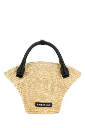 Balenciaga BALENCIAGA Straw Mini Beach Handbag Brown