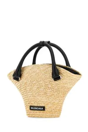 Balenciaga Straw Mini Beach Handbag - Brown