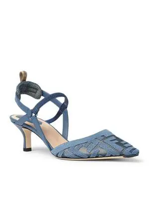 Fendi Colibrì Lite Slingback Mesh Ff Embroidery Mid Heel