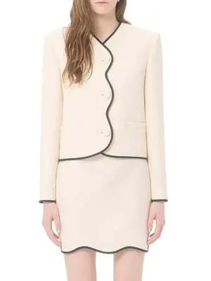 Valentino Garavani Wool And Silk Crepe Jacket With Contrasting Trim - Multicolor
