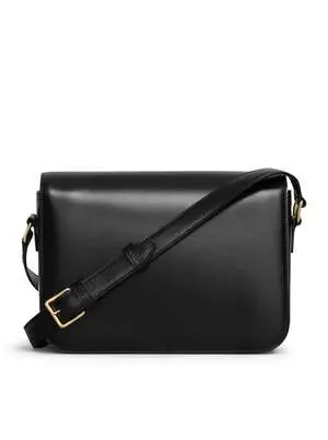 Celine Triomphe Classique Bag In Glossy Calfskin - Black