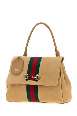 Gucci Beige Suede Medium Paparazzo Handbag - Brown