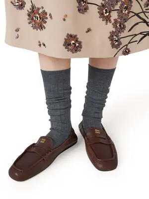 Miu Miu Nappa Leather Ruffled Loafers - Multicolor