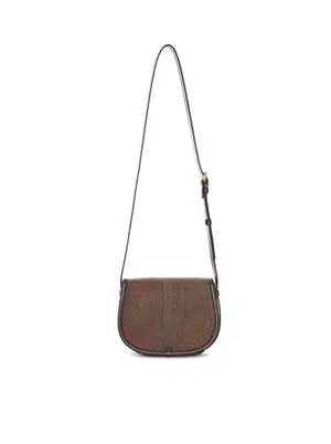 Etro Paisley Pattern Leather Trim Shoulder Bag