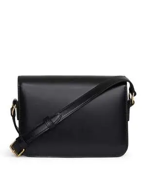 Celine Triomphe Teen Bag In Shiny Calf Leather - Black