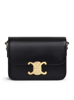 Celine Triomphe Teen Bag In Shiny Calf Leather - Black