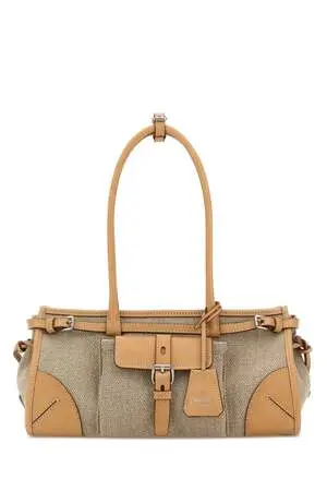 Prada Two-tone Canvas And Leather Medium Bonnie Shoulder Bag - Multicolor
