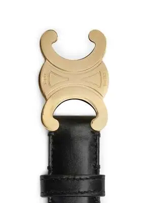 Celine Triomphe Belt In Smooth Calfskin - Black