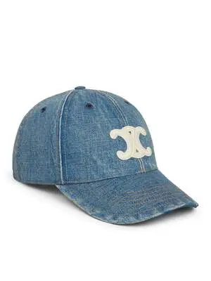 Celine Triomphe Baseball Cap In Union Wash Denim - Multicolor