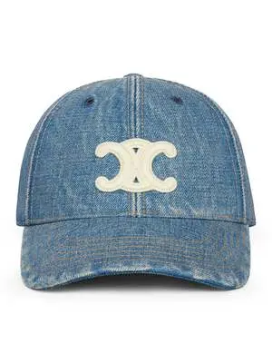 Celine Triomphe Baseball Cap In Union Wash Denim - Multicolor