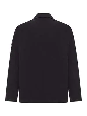 Stone Island Cotton Overshirt With Chest Pocket And Removable Badge - Black