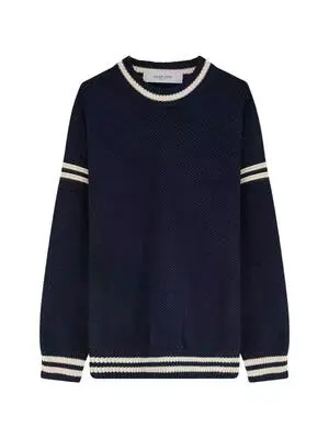 GOLDEN GOOSE Striped Logo-patch Sweater - Blue