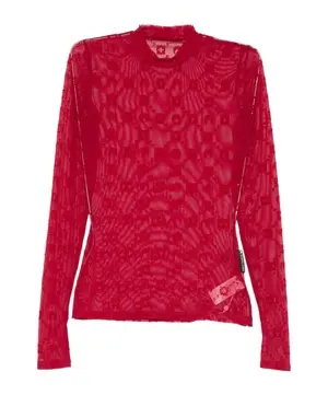 MARINE SERRE Long-sleeved Printed Turtleneck T-shirt