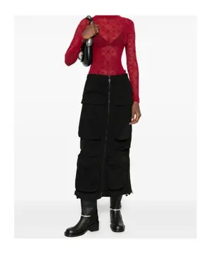 MARINE SERRE Long-sleeved Printed Turtleneck T-shirt