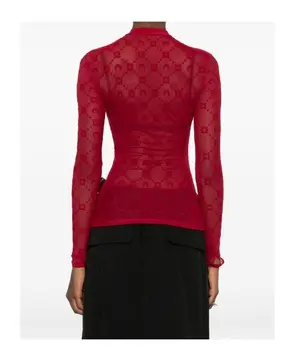MARINE SERRE Long-sleeved Printed Turtleneck T-shirt