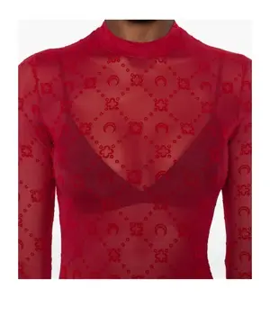 MARINE SERRE Long-sleeved Printed Turtleneck T-shirt
