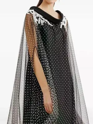 GEMY MAALOUF Boat Neck Gown With Bead Detailing