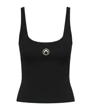 MARINE SERRE Moon Logo Ribbed Cropped Tank Top