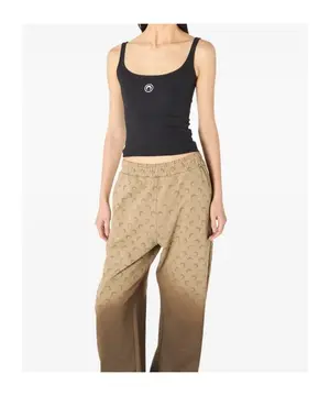 MARINE SERRE Moon Logo Ribbed Cropped Tank Top