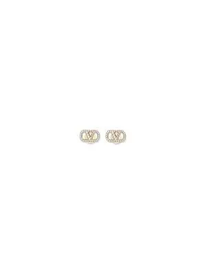 Valentino Garavani Vlogo Signature Stud Earrings With Swarovski Crystals - Gold