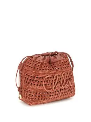 Chloé Raffia Drawstring Shoulder Bag - Red