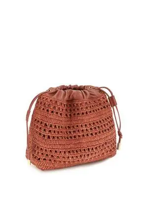 Chloé Raffia Drawstring Shoulder Bag - Red
