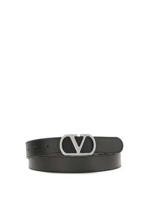 Valentino Garavani Vlogo Signature Leather Belt - Black