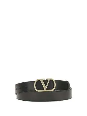 Valentino Garavani Vlogo Signature Leather Belt - Black